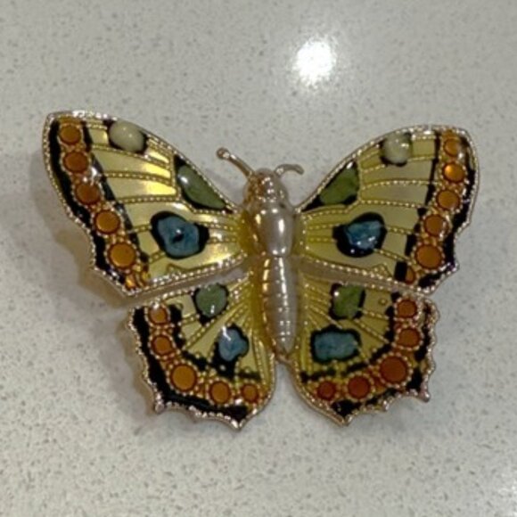 Jewelry | Gold Tone Enamel Butterfly Brooch | Poshmark
